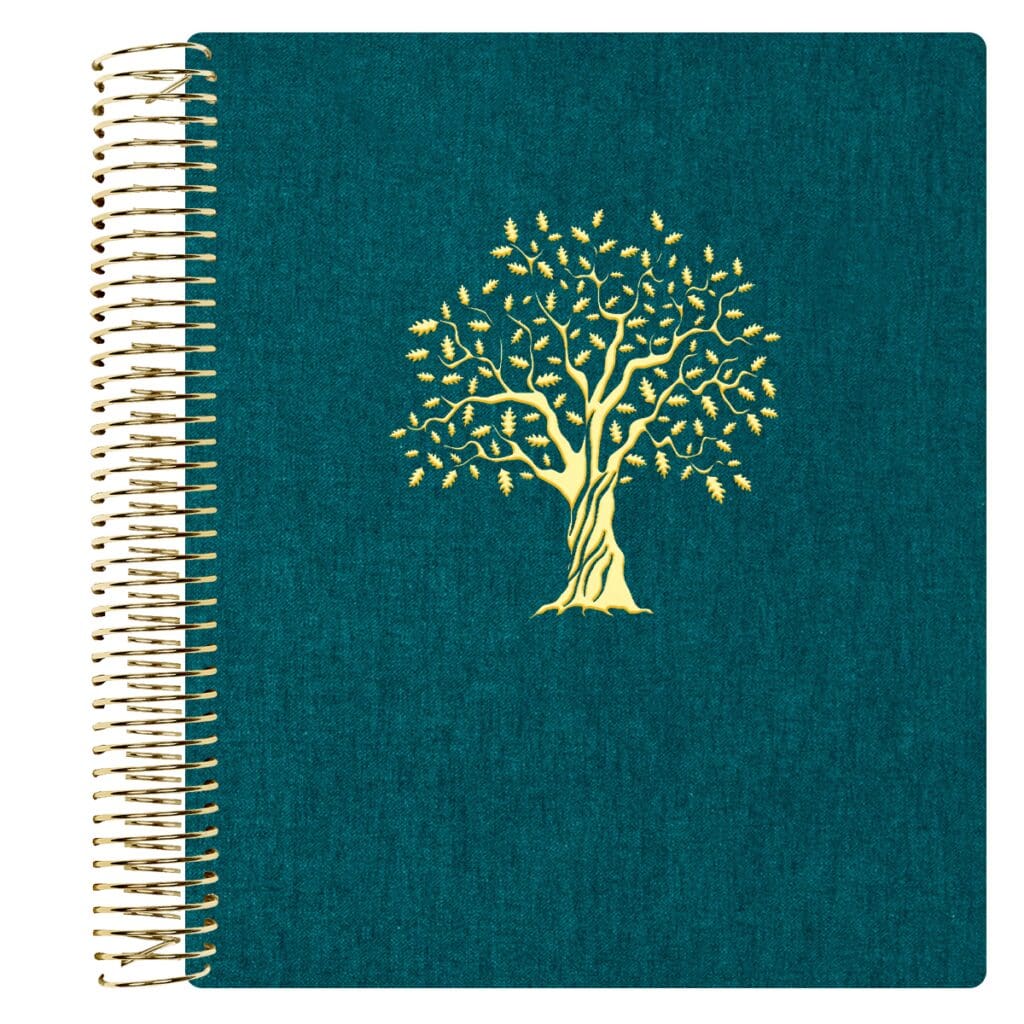 Aspen Green Lines Notebook with Gold Tree Icon - Dutch & Deckle ...